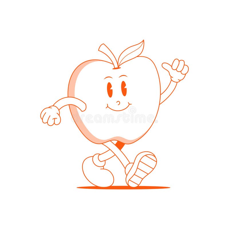 Apple Retro Mascot. Funny Cartoon Character of Apple Stock Vector ...