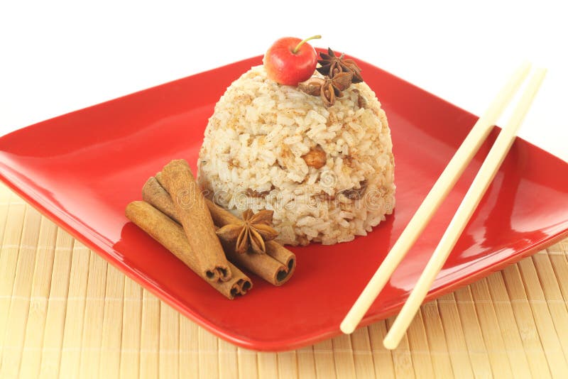 Apple and rice dessert stock image. Image of meal, pudding - 26491831
