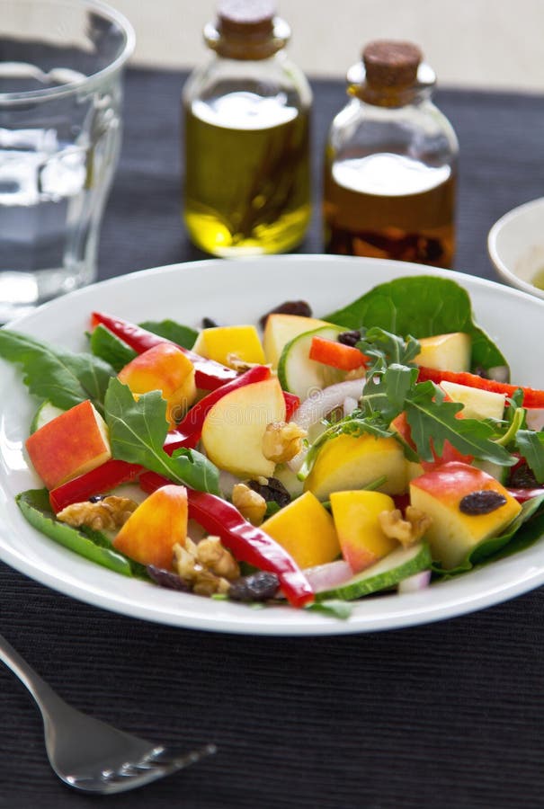 Apple,rocket and Walnut Salad Stock Photo - Image of savory, healthy ...