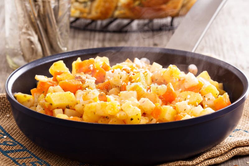 Apple and Root Vegetable Hash Stock Photo - Image of rustic, homemade ...