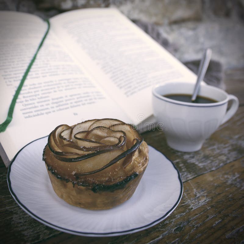 Apple Rose. Take a Break. Time To Read a Book and Relax Stock Image ...