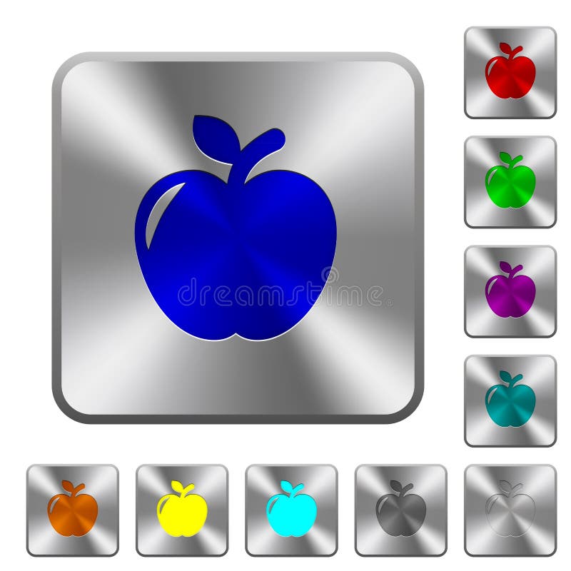 Apple Rounded Square Steel Buttons Stock Vector - Illustration of blue ...