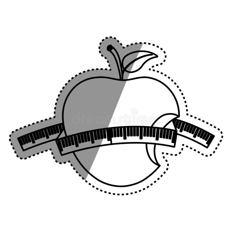 Apple with ruler stock illustration. Illustration of calorie - 84137438
