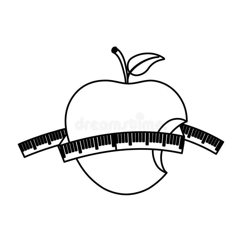 Apple with ruler stock illustration. Illustration of refreshing - 85099243