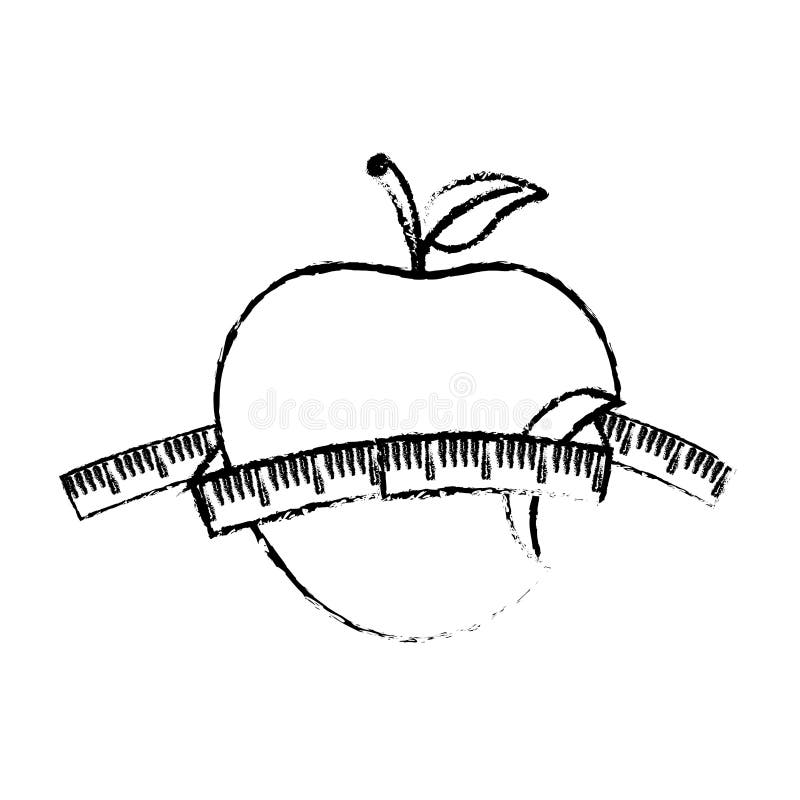 Apple with ruler stock illustration. Illustration of refreshing - 85099243