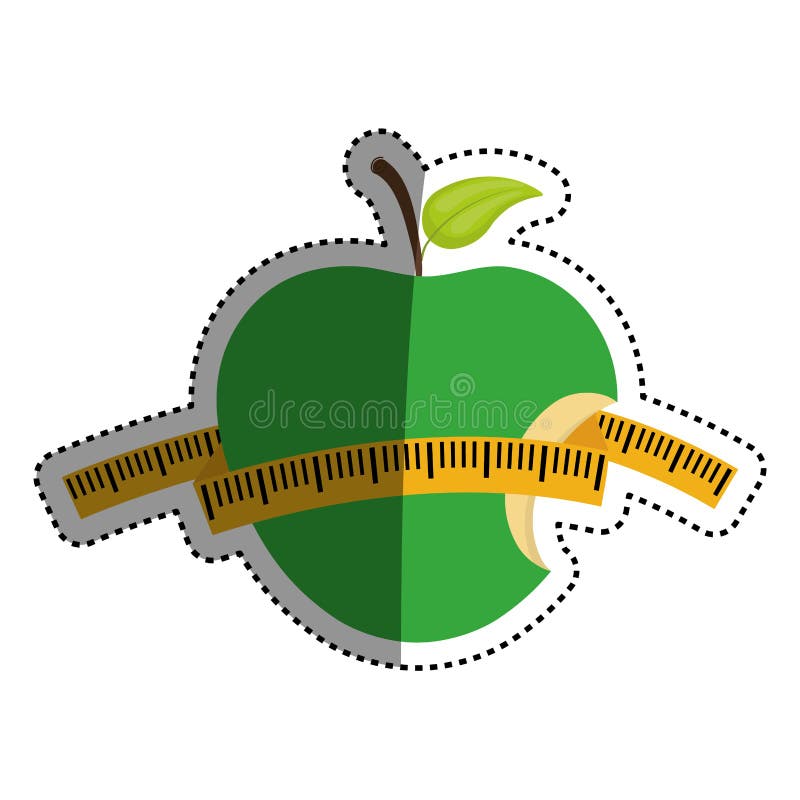 Apple with ruler stock illustration. Illustration of refreshing - 85099243