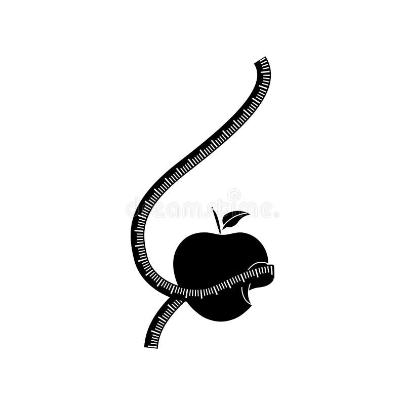 Apple with ruler stock illustration. Illustration of calorie - 84137438