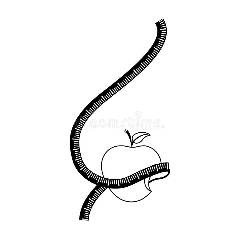 Apple with ruler stock illustration. Illustration of refreshing - 85099243