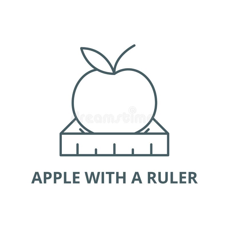 Apple With A Ruler Vector Line Icon, Outline Concept, Linear Sign Stock ...