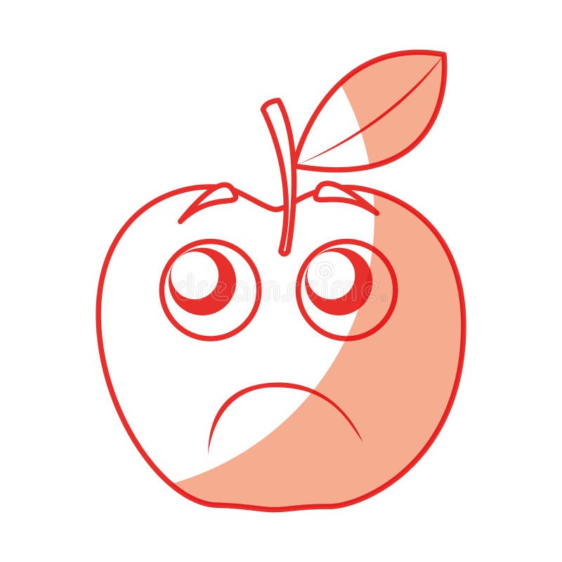 Apple sad kawaii character stock vector. Illustration of graphic - 93078441