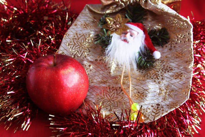 Apple with Santa Hat stock image. Image of claus, advent - 13326823