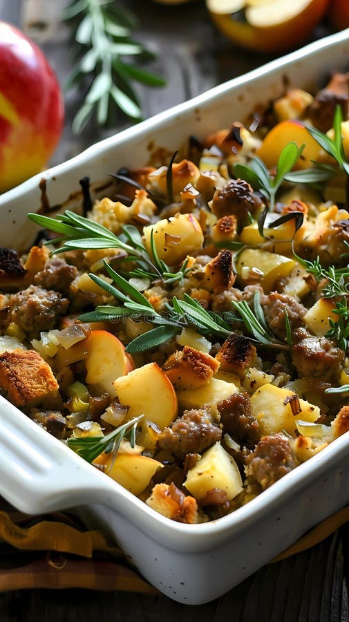 Apple Sausage Stuffing Recipe Stock Illustration - Illustration of ...