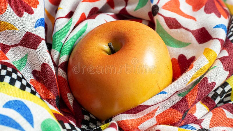 Apple on Scarf Low Light for Food Content Stock Photo - Image of ...