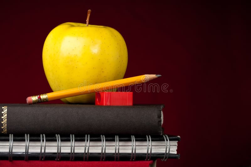 Apple and School Supplies stock image. Image of education - 15791183