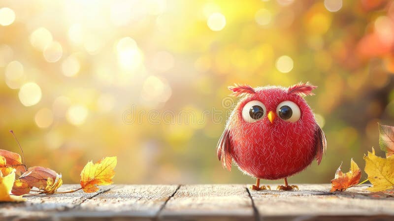 An Apple Sculpted into an Owl Shape, Set on a Wooden Table Against an ...