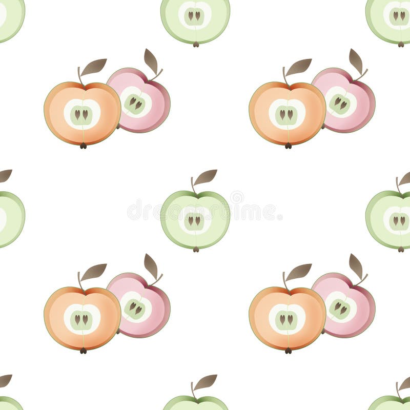 Apple Seamless Pastel Colors Pattern Fruits Texture Background Stock ...