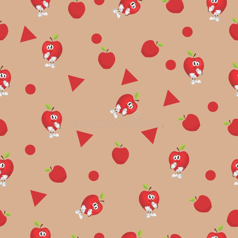 Apple Seamless Pattern Geometric Red Cartoon Background Cute Wallpaper ...