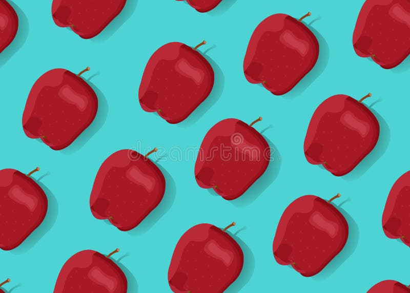Seamless Pattern Green Background Red Apples Stock Illustrations