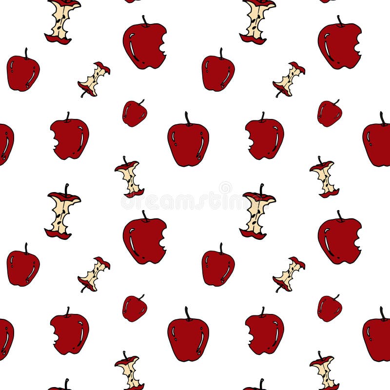 Apple Seamless Pattern by Hand Drawing on White Backgrounds Stock ...