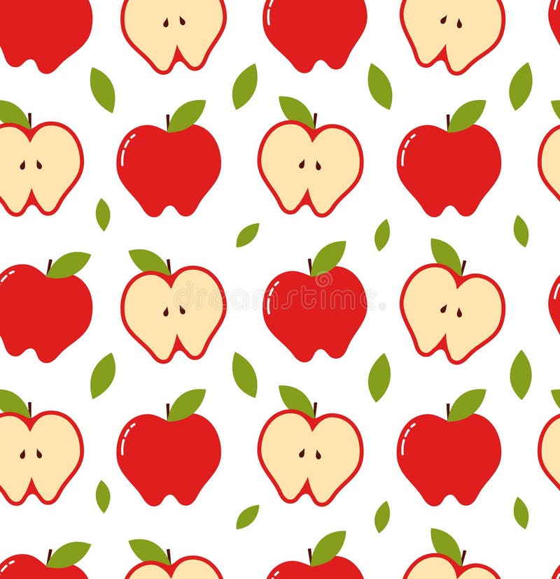 Apple Seamless Pattern. Vector Modern Stock Vector - Illustration of ...