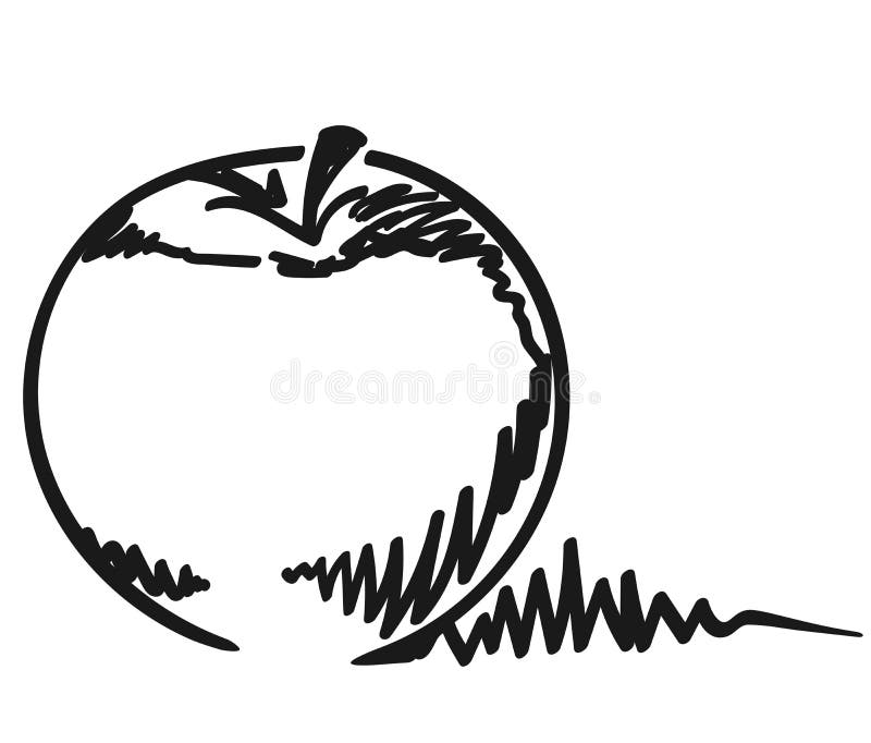 Apple with Shadow. Simple Sketch of Fruit Stock Vector - Illustration ...