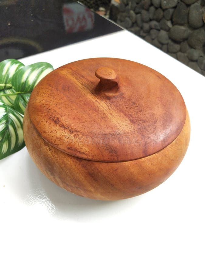 Apple-shaped wooden bowl stock image. Image of wood - 267540581