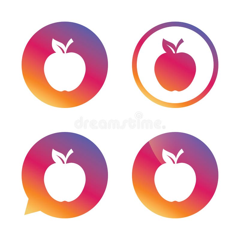 Apple Sign Icon. Fruit with Leaf Symbol Stock Vector - Illustration of ...