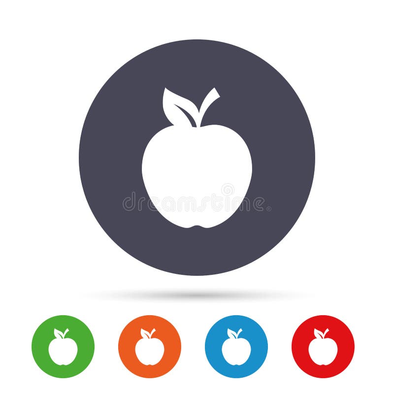 Apple Sign Icon. Fruit with Leaf Symbol Stock Vector - Illustration of ...
