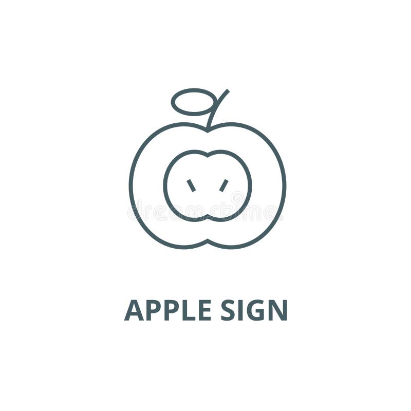 Apple Sign Line Icon, Vector. Apple Sign Outline Sign, Concept Symbol ...