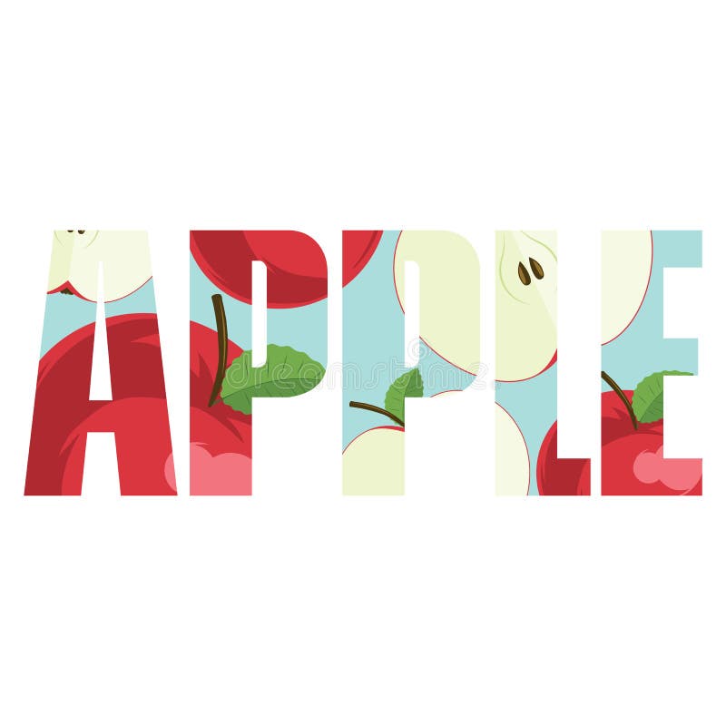 Apple Word On Background Illustration. Fruit Web Element, Isolated ...