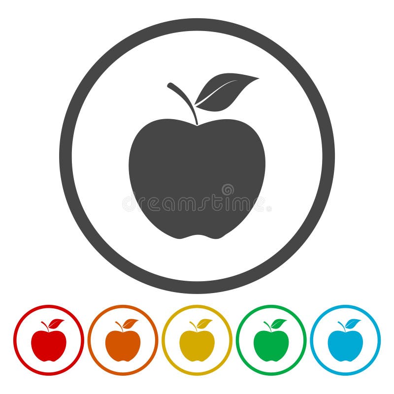 Apple Signs Set, on Colored Circles Stock Vector - Illustration of icon ...