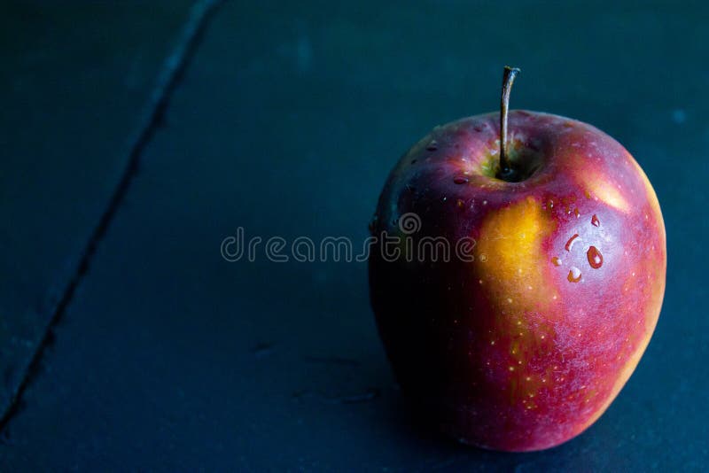 Apple on Slate and Rustic Background, Raw Food Stock Image - Image of ...