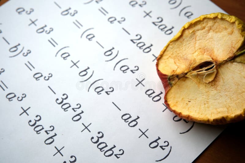 Math Equations Paired with a Fresh Apple Slice Stock Image - Image of ...