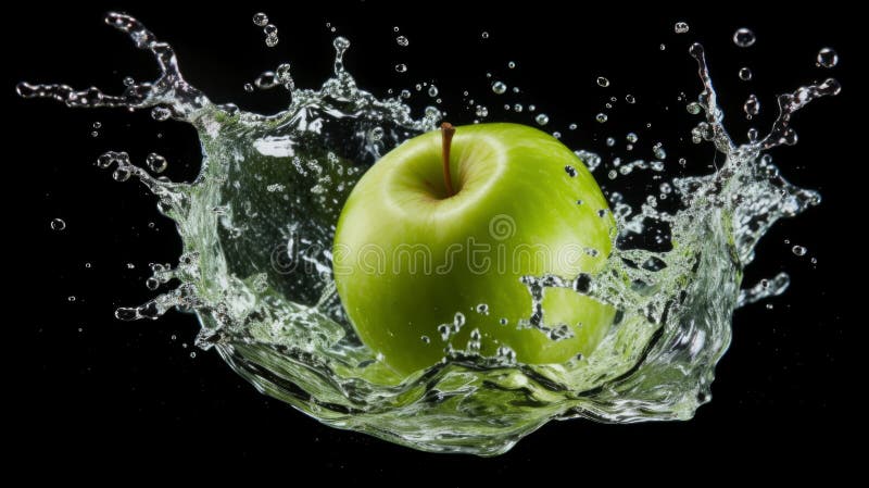 Apple Slice in Water Splash Stock Illustration - Illustration of ...