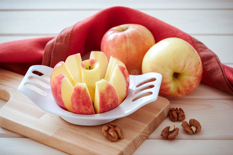 Apple is Sliced into Wedges. Stock Photo - Image of delicious, diet ...