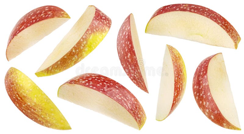 Apple Slices Isolated on White Background with Clipping Path, Full ...
