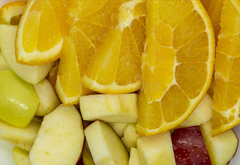 Apple Slices and Orange View Top Close Up Stock Image - Image of banana ...