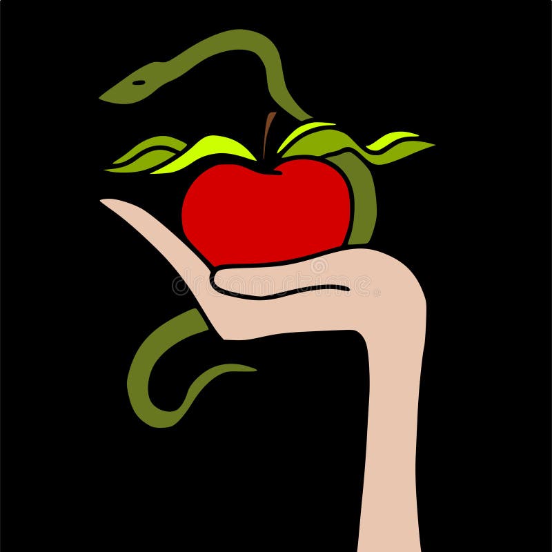 Apple and snake stock illustration. Illustration of isolated - 19836640