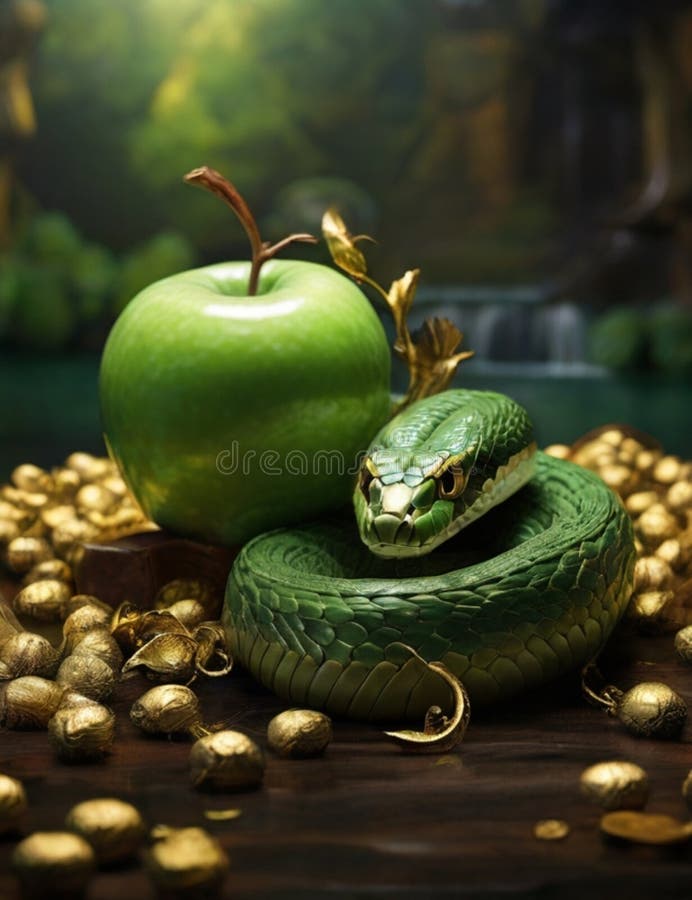 Apple with snake stock illustration. Illustration of reptile - 301985902