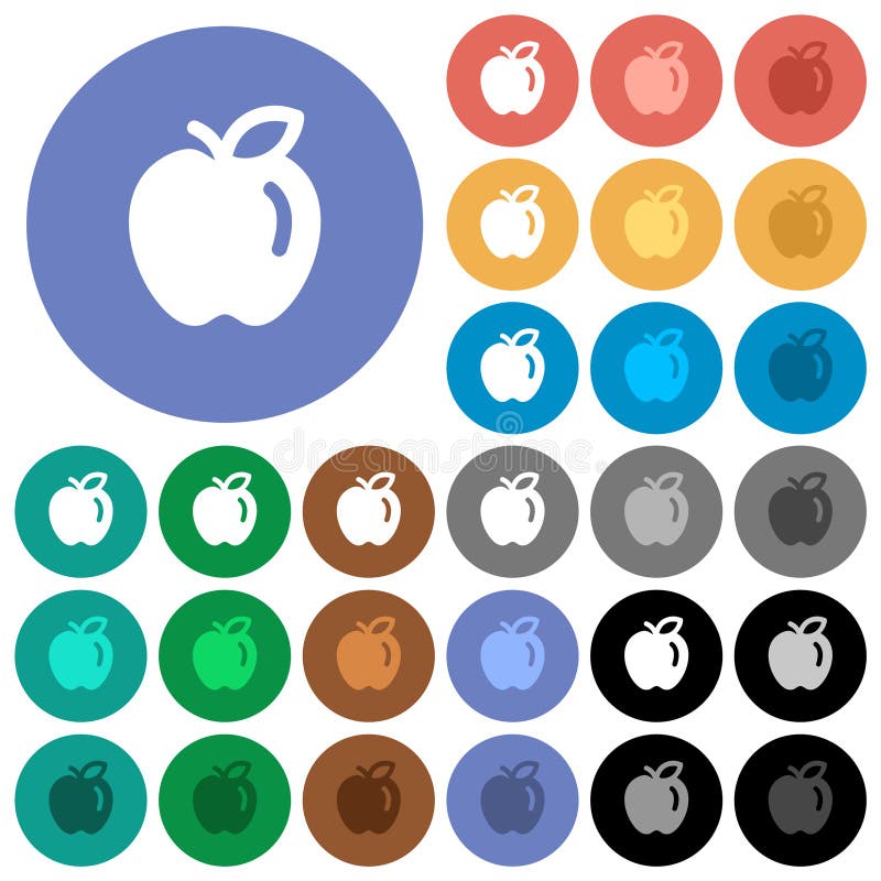 Apple Solid Round Flat Multi Colored Icons Stock Vector - Illustration ...