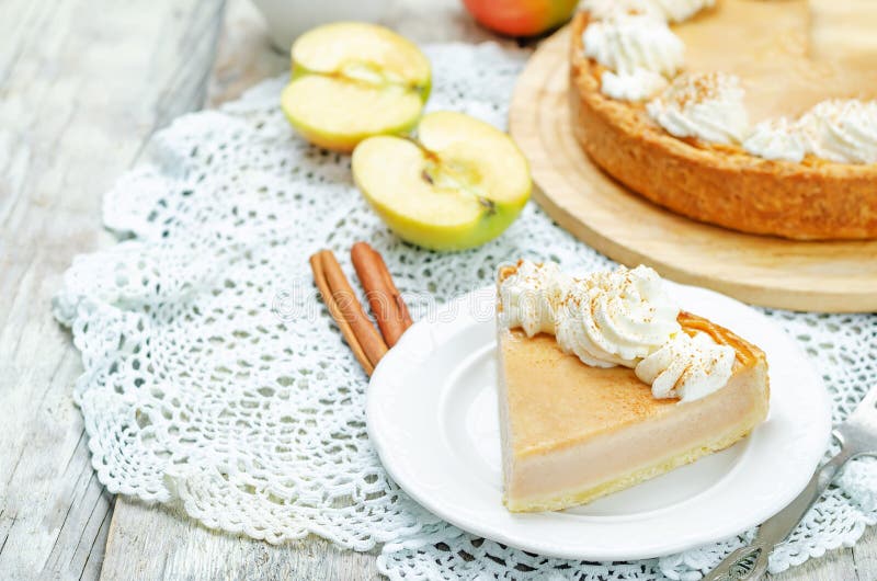 Apple Souffle Cake with Whipped Cream Stock Image - Image of apple ...