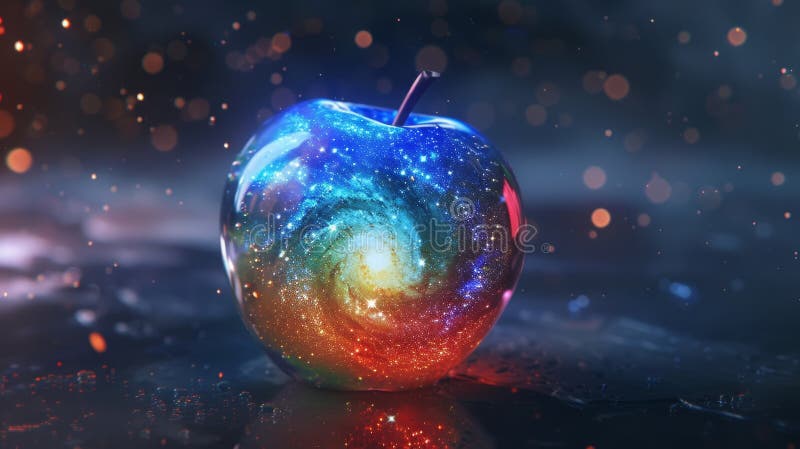An Apple with Space Nebula on it Stock Illustration - Illustration of ...