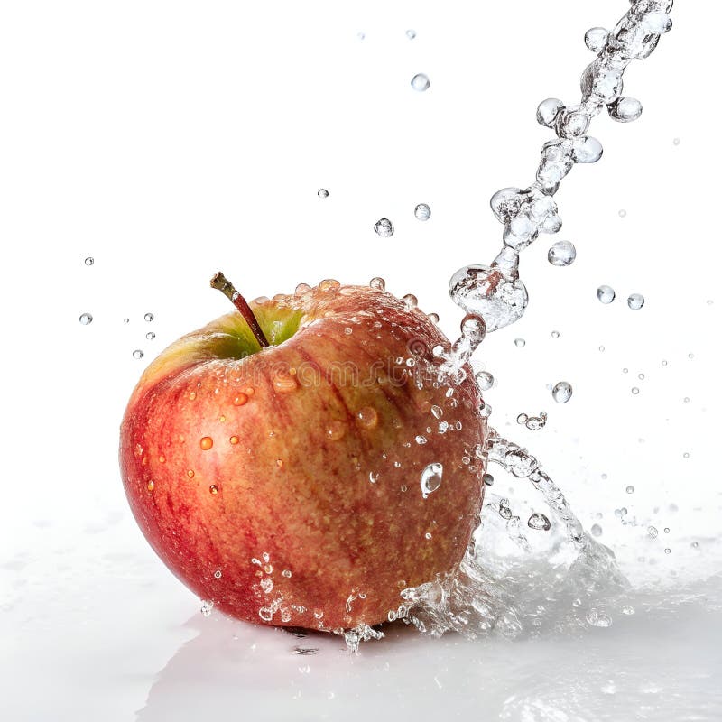 Apple Splash with Water Drops Isolated on White Background Stock ...