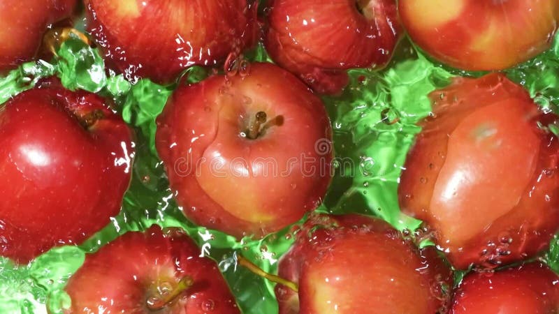 Apple Splash in Water Fresh Fruit Top View Slow Motion Stock Footage ...