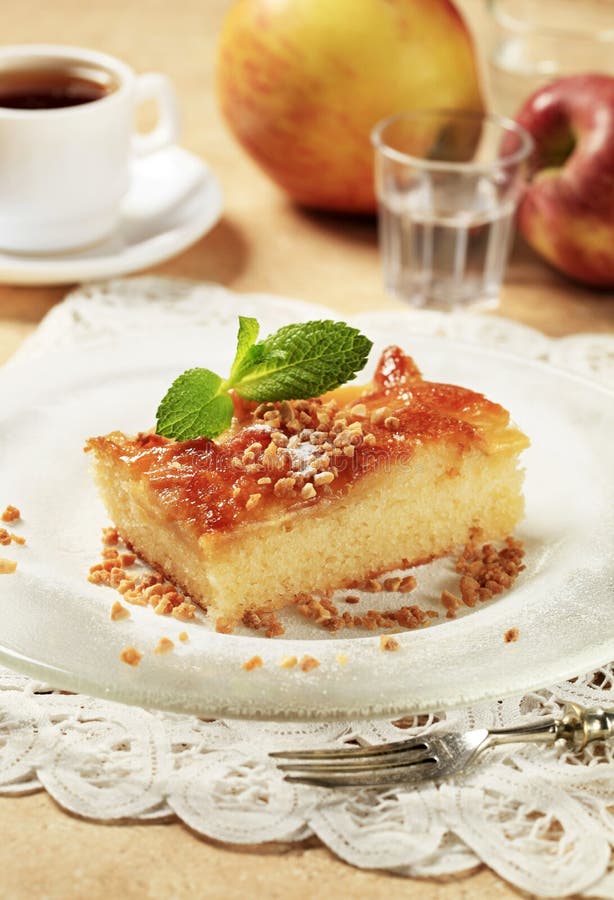 Apple sponge cake stock photo. Image of afternoon, doily - 52646008