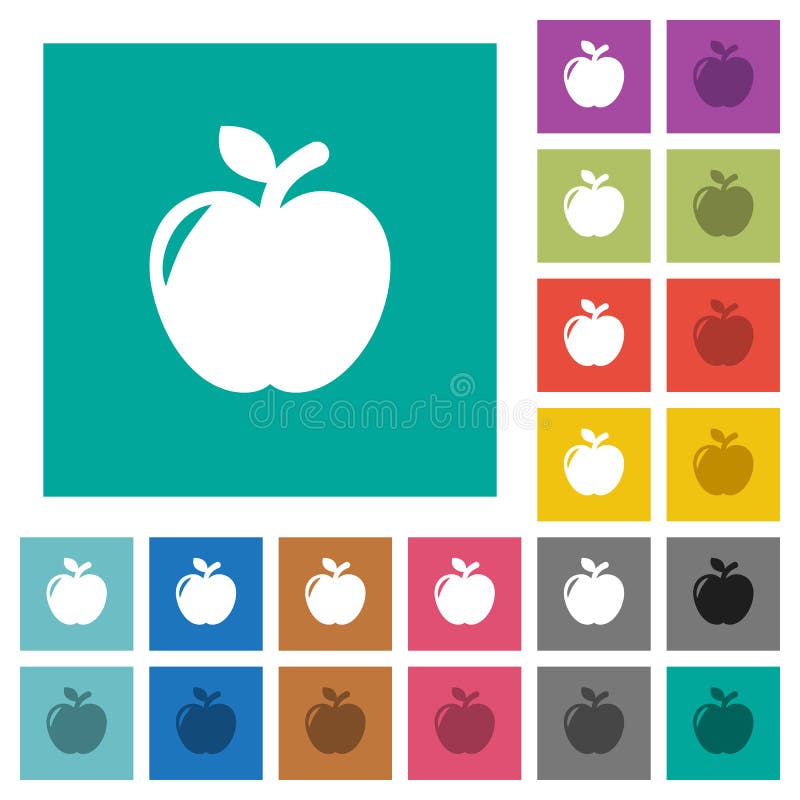 Apple Square Flat Multi Colored Icons Stock Vector - Illustration of ...