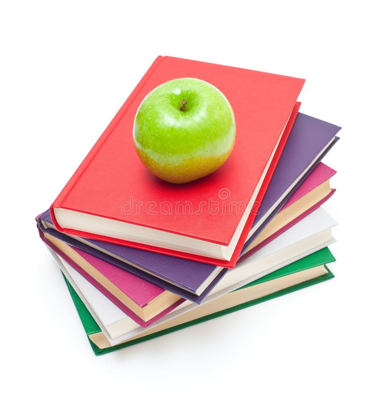Apple on stack of books stock image. Image of profession - 24060539