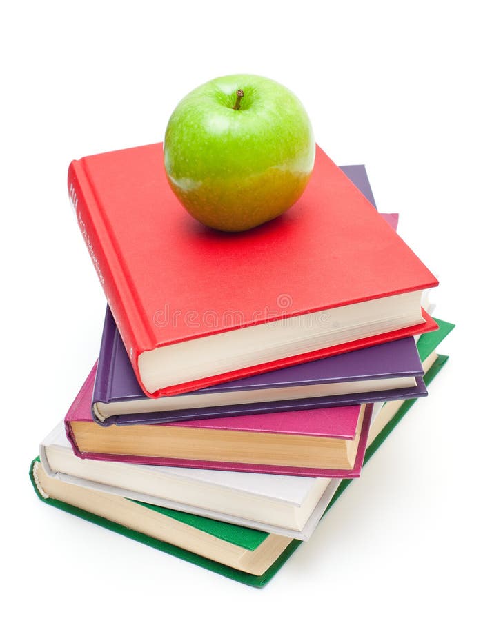 Apple on stack of books stock photo. Image of lecture - 24058418