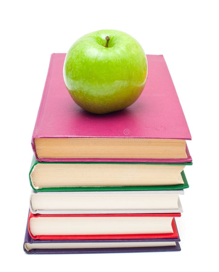 Apple on stack of books stock image. Image of profession - 24060539