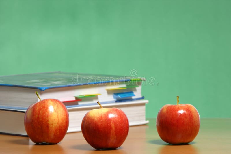 Apple On Stack Of Books In Classroom Picture. Image: 6885647